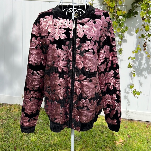 Joan Boyce | Jackets & Coats | Joan Boyce Velvet Sequin Bomber Jacket ...